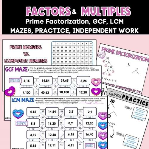 Valentine’s Day Math Activities | GCF & LCM Mazes | Prime Factorization ...