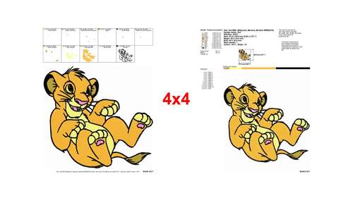 Playful Simba Lion King cartoon embroidery designs for kids - Instant ...
