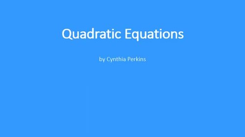 Algebra 1 Video 36 Solving Quadratic Equations Video | TPT