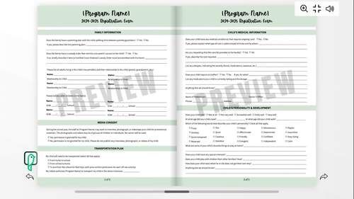 Daycare & Preschool Registration Forms | Childcare Enrollment Template ...