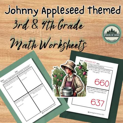 Johnny Appleseed Math Word Problems for 3rd and 4th Graders | TPT