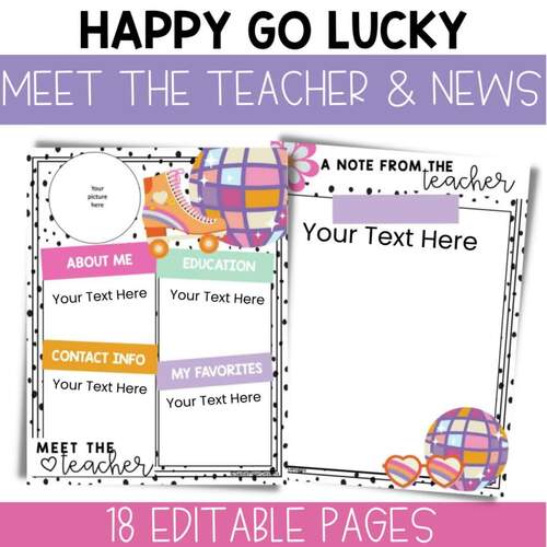 Retro Groovy Meet the Teacher Templates & Newsletters / Happy Go Lucky