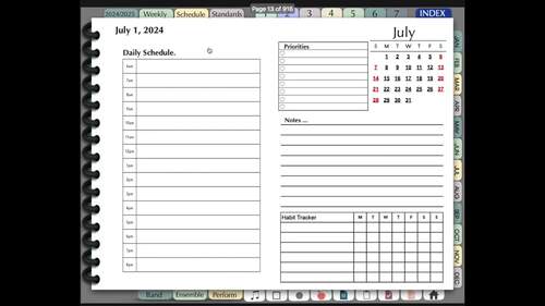 High School Music Teacher Planner for Choir, Music, Band 2024/2025