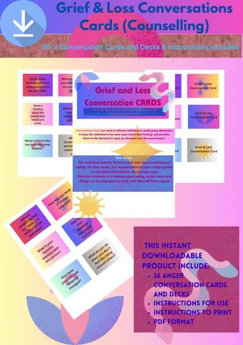 Grief & Loss Conversation Cards (Counselling) by Teen Therapy Guru