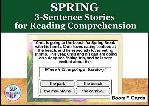 Spring 3-sentence Reading Comprehension Stories with WH Questions-Boom ...