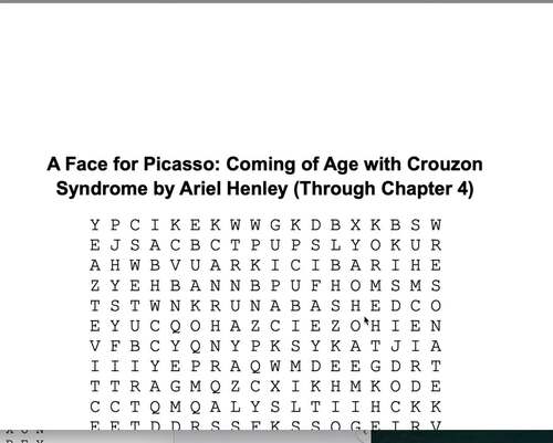 WORD SEARCHES: Face for Picasso: Coming of Age with Crouzon (Vocabulary)