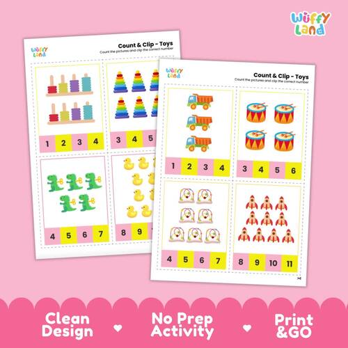 Toys Counting Clip Cards | Preschool Math Center | Number Recognition ...