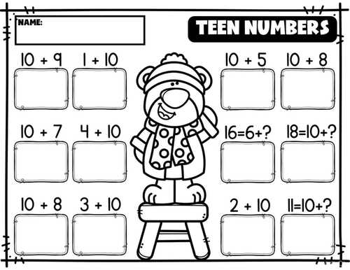 Compose and Decompose Teen Numbers No-Prep Printables | Kindergarten