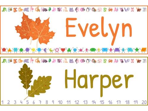 Editable Autumn Leaves Desk Name Tags: 30 Fall Designs with Alphabet ...