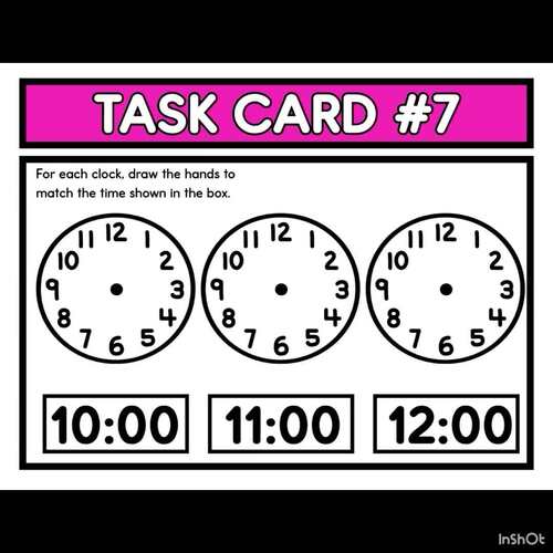 Telling Time to the Hour and Half-Hour | Write & Wipe Task Cards Bundle