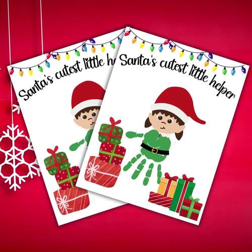Christmas Elf Handprint Craft, Keepsake Art, Christmas Parent Gift Activity