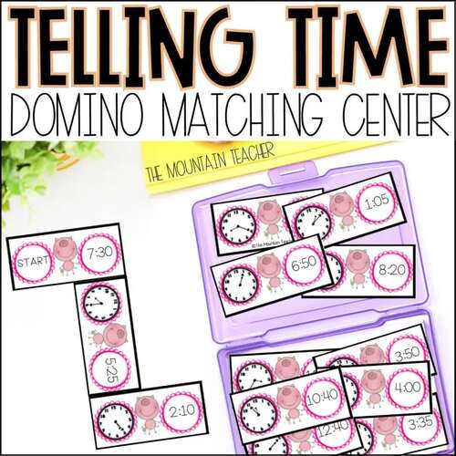 Telling Time to 5 Minutes Domino Activity - 1st, 2nd or 3rd Grade Math Game