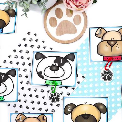 Dog Tag Letter Match Literacy Activity - Dog Alphabet Center for Pet Theme