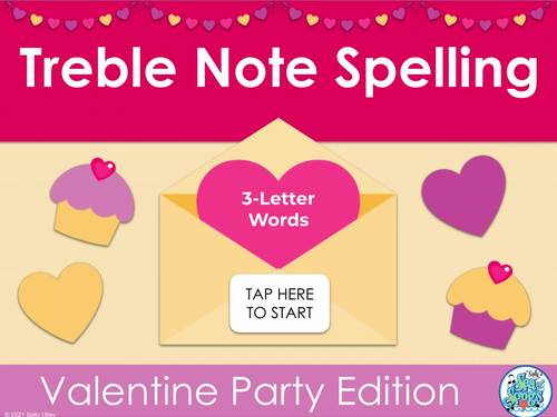 Valentine Party Treble Clef Note Spelling Self-Checking Digital Games