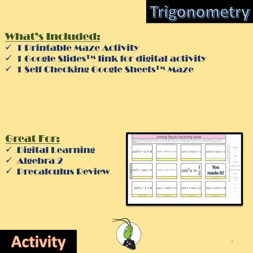 Solving Trig Equations Factoring Maze Activity | Google and Printable ...