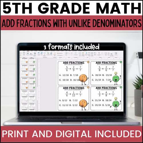 5th Grade Math Add Fractions With Unlike Denominators by Handy Hanlon ...