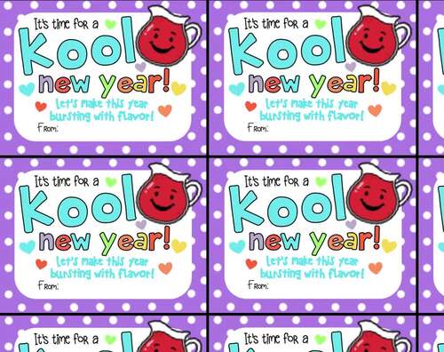 Kool-Aid Beginning of Year Gift Tag- It's time for a kool new year! Let ...