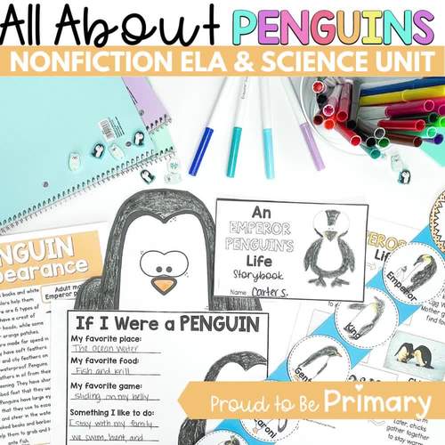 Penguin Animal Winter Craft Writing Drawing Bulletin Board Science ...
