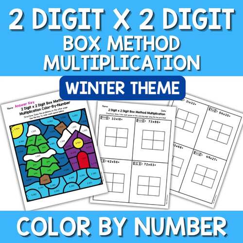 Winter 2 Digit by 2 Digit Multiplication Box Method Color by Number ...