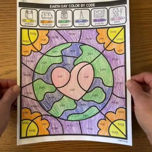 Earth Day Color by Code Activities, CVC, CVCe, Addition, Subtraction ...