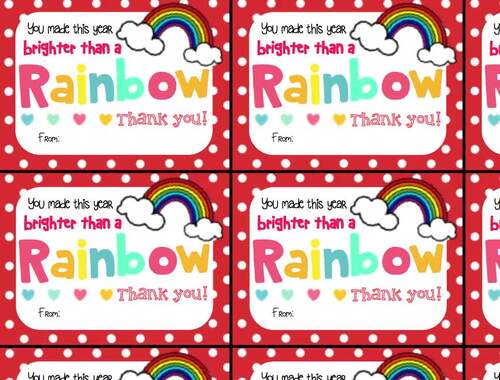 Rainbow (Skittles) End-of-Year Thank-You Gift Tag- You made this year ...