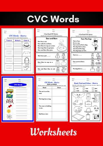 Short Vowel sounds (a, e, i, o, u) CVC Worksheets by Dishan Collections