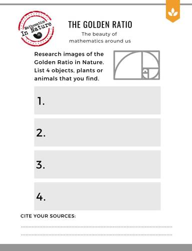 Math in Nature Internet Research Worksheets for Middle and High School