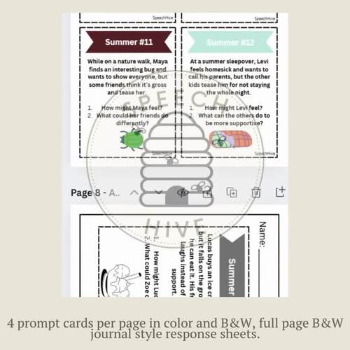 Summer Perspective Taking - Social and Emotional: Stories & Response Sheets
