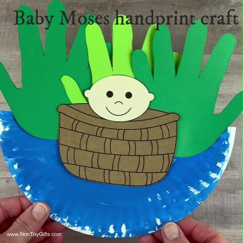 Baby Moses Craft - Bible Lesson - Handprint Paper Plate Craft by Non ...