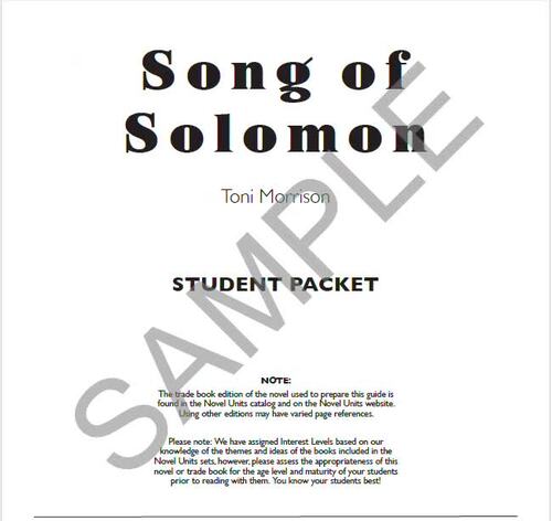 Song of Solomon Novel Units® Student Packet Novel Study | TPT
