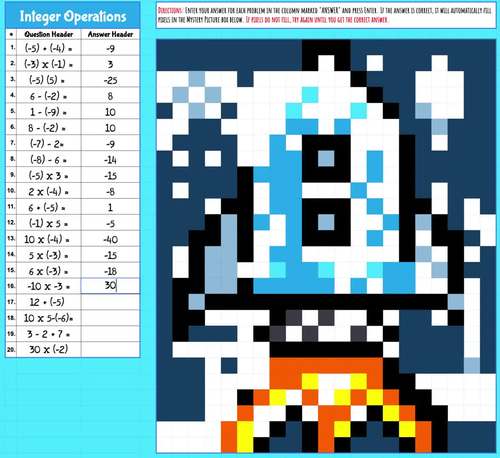 Middle School Pixel Art Math Bundle by Math Unicorn | TpT