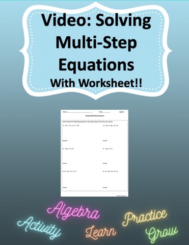 Video lesson solving multi step equations by Math Lab Classroom | TPT