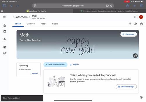 New Year Animated Google Classroom Banner Header by Tessa The Teacher