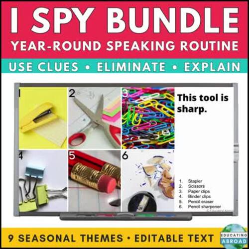 I Spy Seasonal Bundle | Year Round Speaking & Reasoning Games | K-2nd Grade