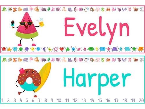 Student Desk Plates, 30 Printable/Editable Fun Summer Classroom Name Tags