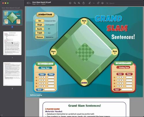 Grand Slam Sentences! by WeThrive Learning | Teachers Pay Teachers
