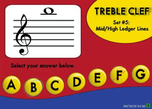 Treble Clef Note Names: Mid/High Ledger Lines - Interactive Music ...