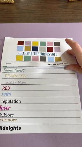 Taylor Swift Grammar - The Errors Tour by Chalk Ready | TPT