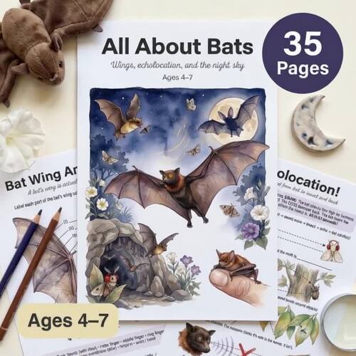 All About Bats Worksheets | Echolocation Nocturnal Animals | Ages 4-7 | PDF