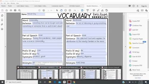 Vocabulary Activities for WONDERS 6th Grade UNIT 6 Digital/Printable ...