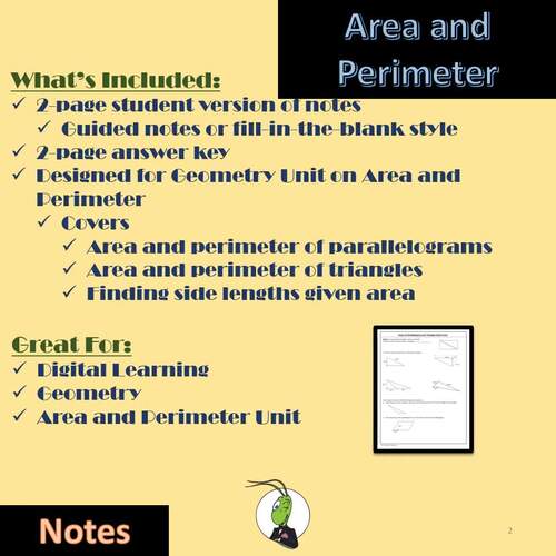 Area of Parallelograms and Triangles Geo Guided Notes Area and ...