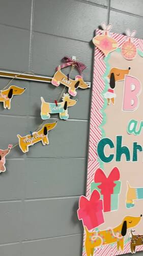 Barkin' Around Christmas Tree Bulletin Board For Winter and Holidays