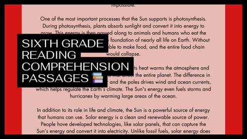 Special Ed | Level 6 Sixth Grade Reading Comprehension | Progress ...