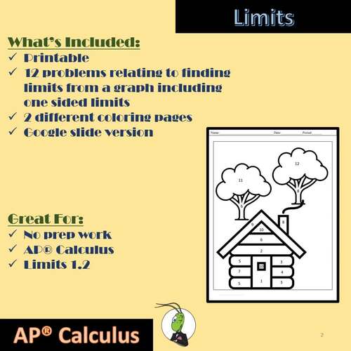 AP Calculus Finding Limits From a Graph Color by Number Activity 1.2