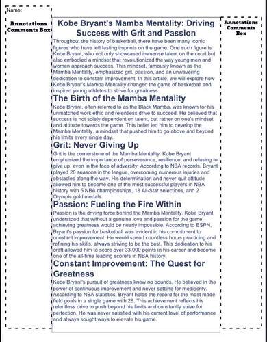 Black History Month -Kobe Bryant (Poetry, Art, Argum. Analysis ...