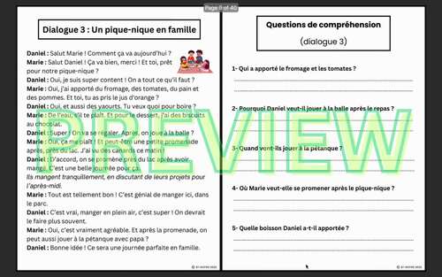 French Spring Reading | 12 Dialogues + Questions | Sub Plan | NO PREP ...