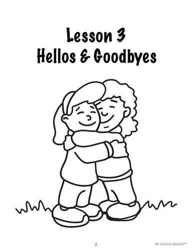 Spanish Hellos & Goodbyes (Worksheets, Lesson 3, My First Spanish Workbook)