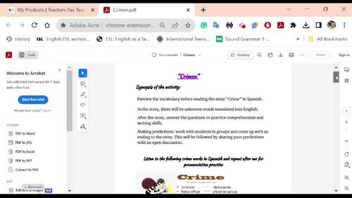 Spanish Murder Mystery Story: "Crimen" | TPT