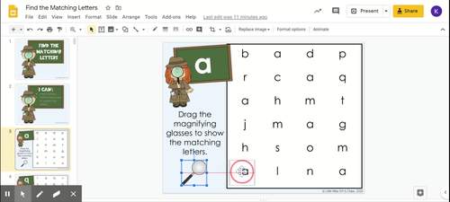 Find the Matching Letters with Google Slides™ by Little Miss Kim's Class