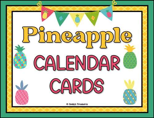 Pineapple Calendar Cards by Cindy's Treasures | TPT